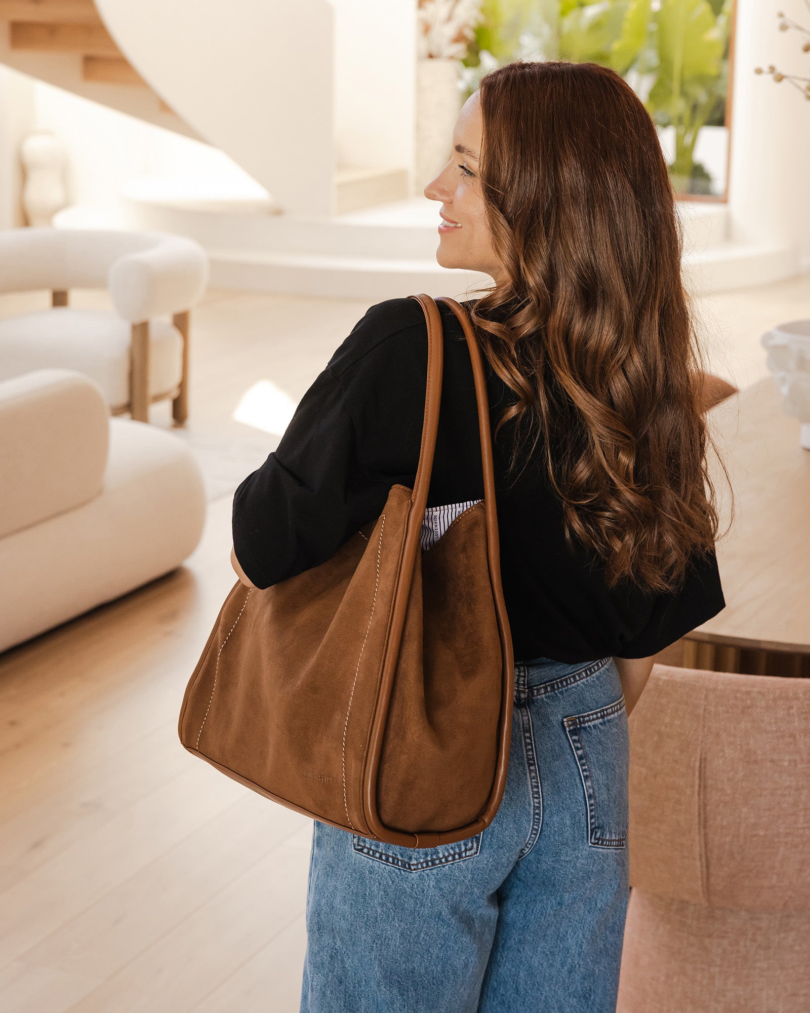 Buy The Sutton Suedette Shoulder Bag - Tan Online – Louenhide